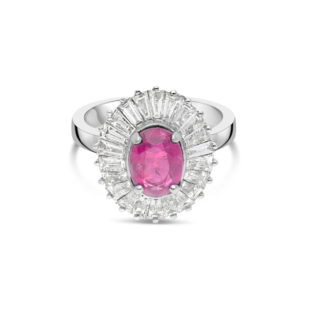 Bague d'exception Jupe Pierre Centrale Saphir rose Type d'or Or Blanc ...