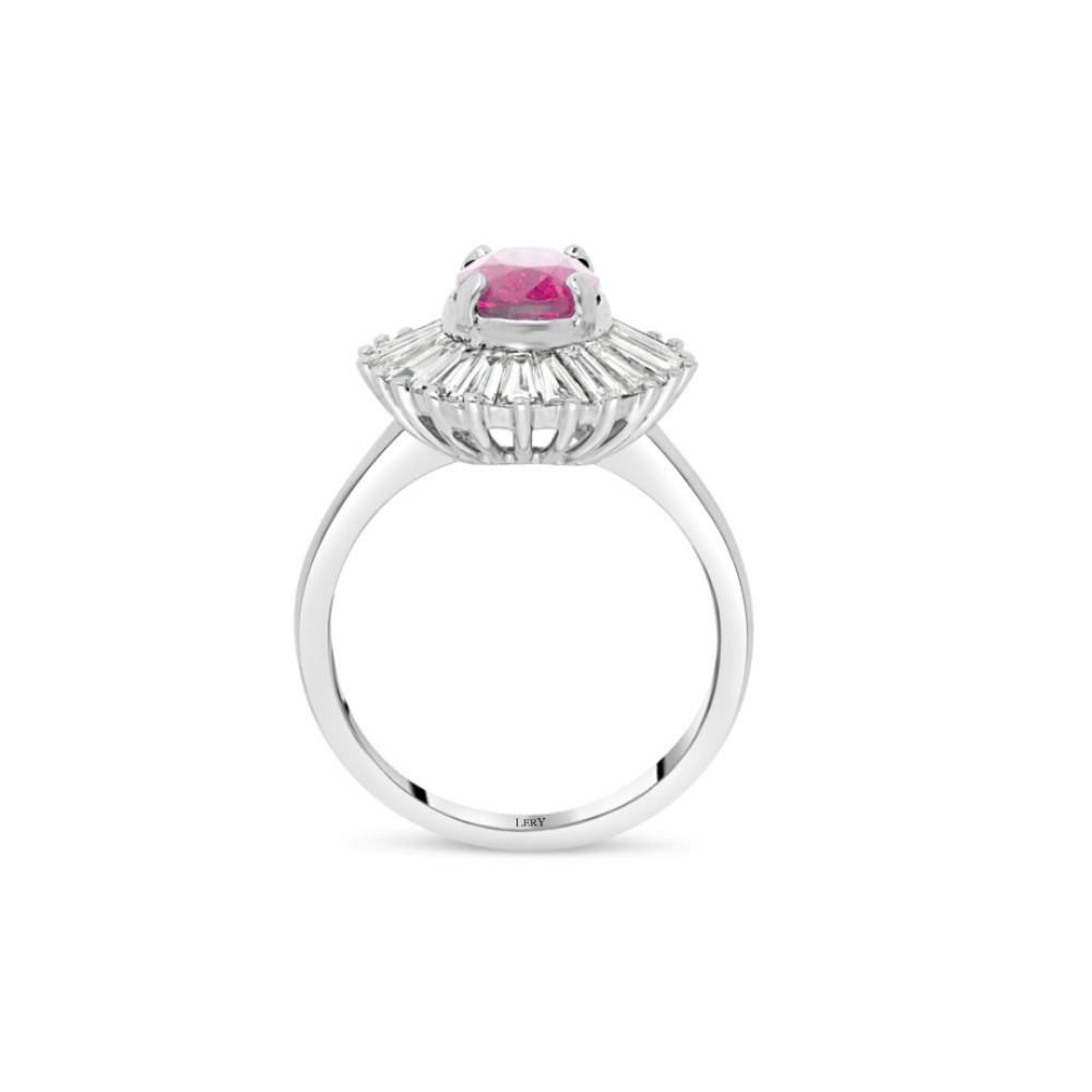 Bague d'exception Jupe Pierre Centrale Saphir rose Type d'or Or Blanc ...